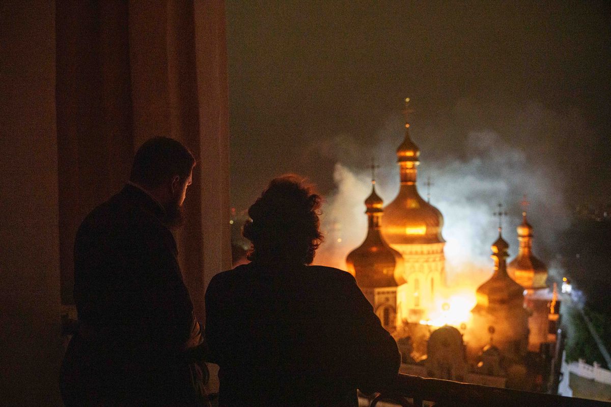 Large-scale Russian attack sparks fire at historic monastery and other ...
