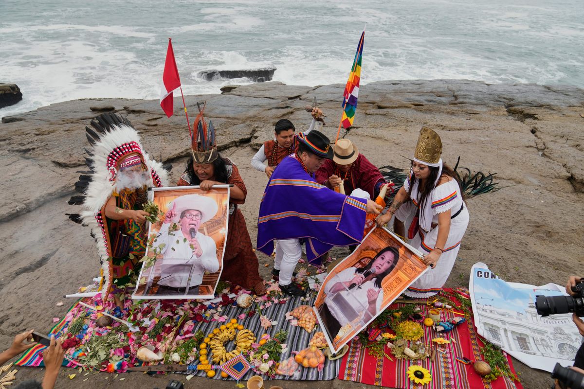 Peruvian shamans perform a blessing ritual ahead of a presidential ...