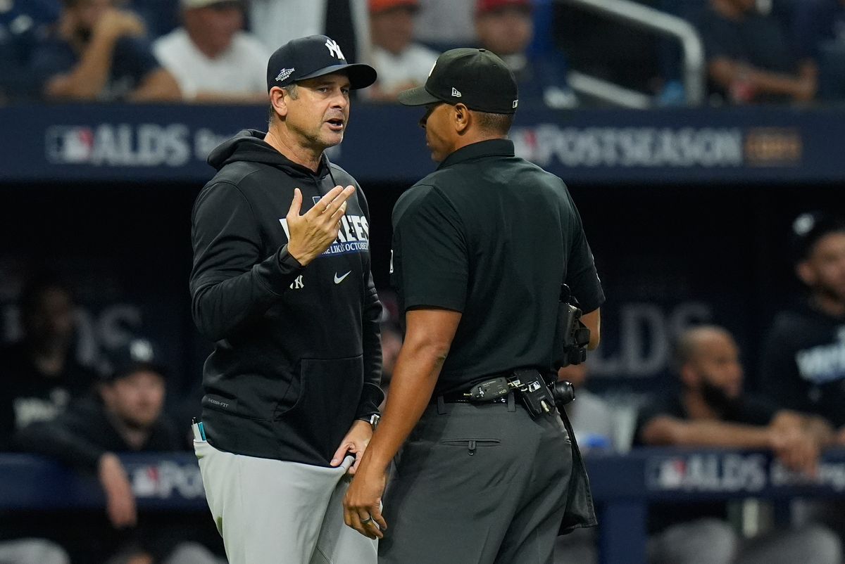 Yankees rookie Spencer Jones flies out off catwalk in Game 2 of ALDS at ...