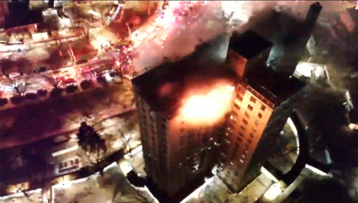Gas explosion, fire on top floors of New York City apartment building ...